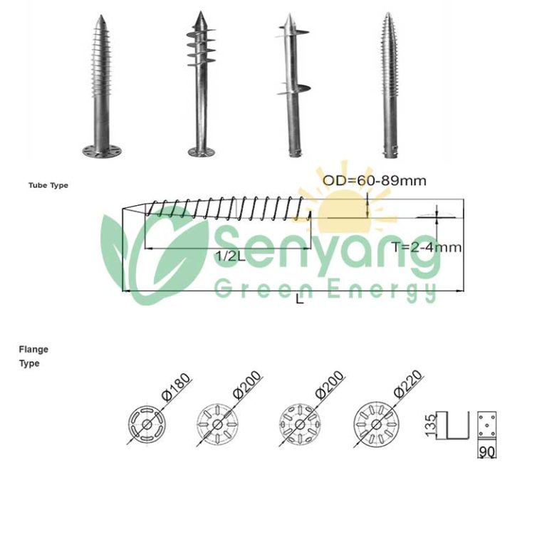 Solar Galvanized Ground Screw With Flange for Solar Mounting Foundation ...